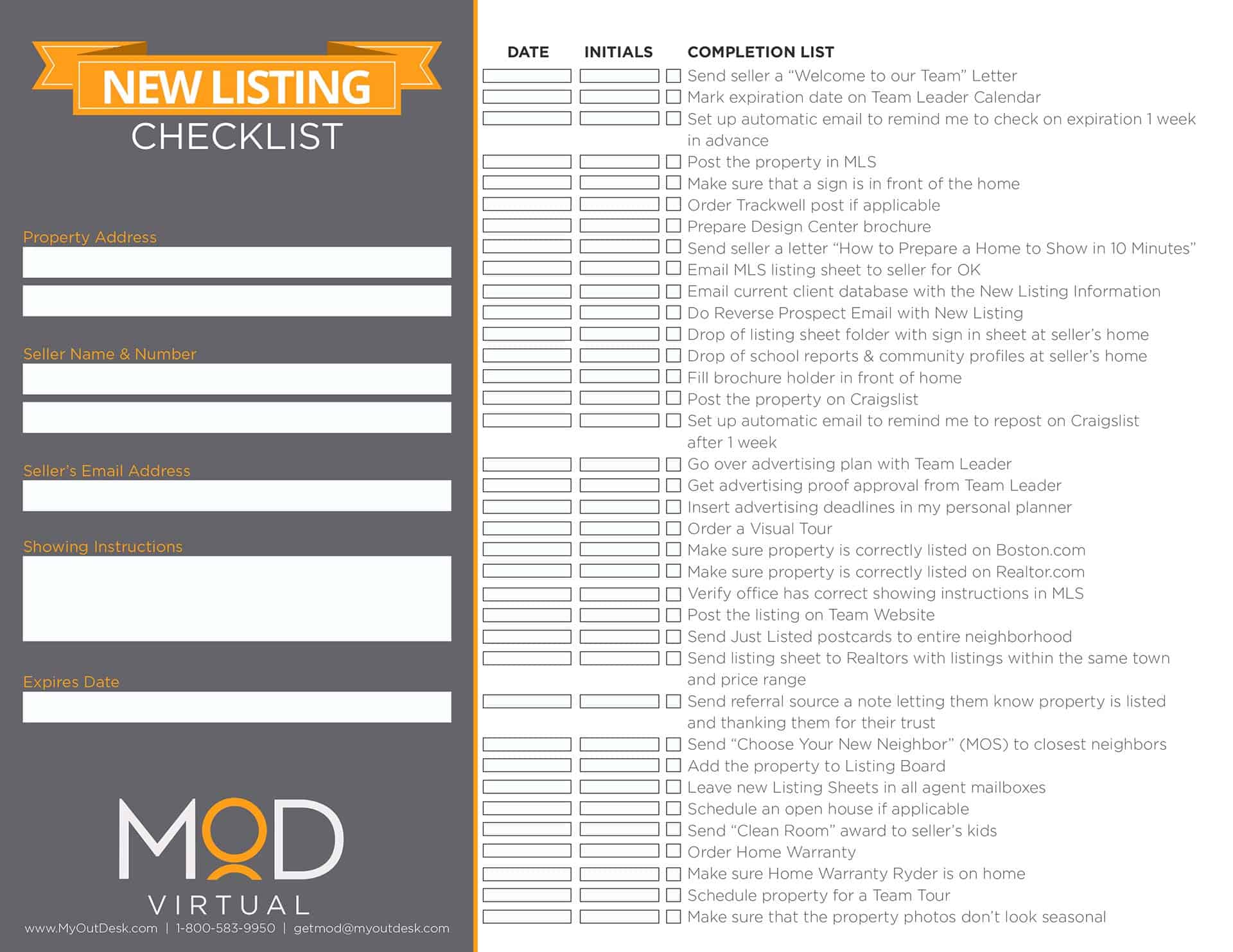 Real Estate Checklists - MyOutDesk